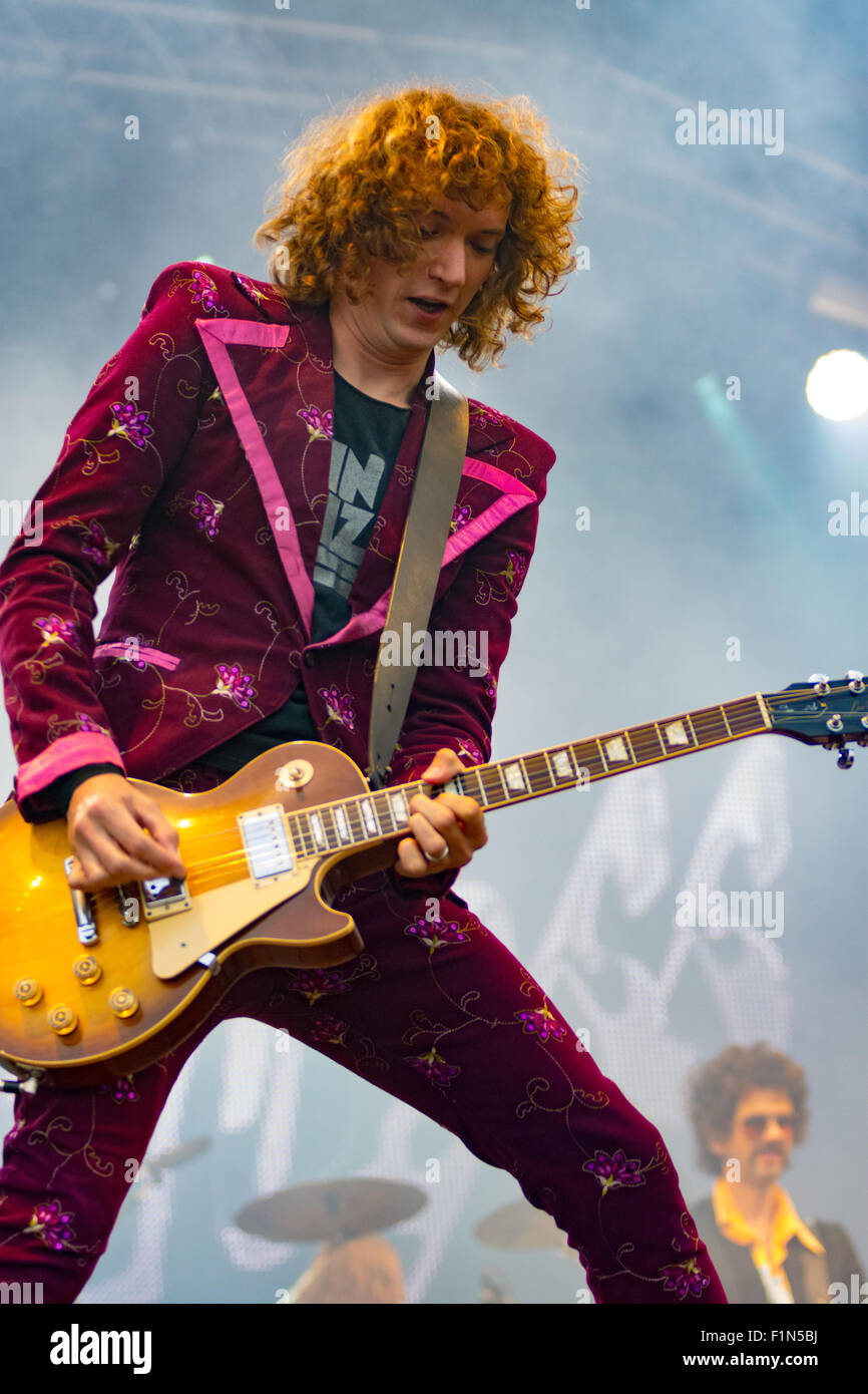 The Darkness rocking the crowds Live at Victorious Festival 2015 Stock ...