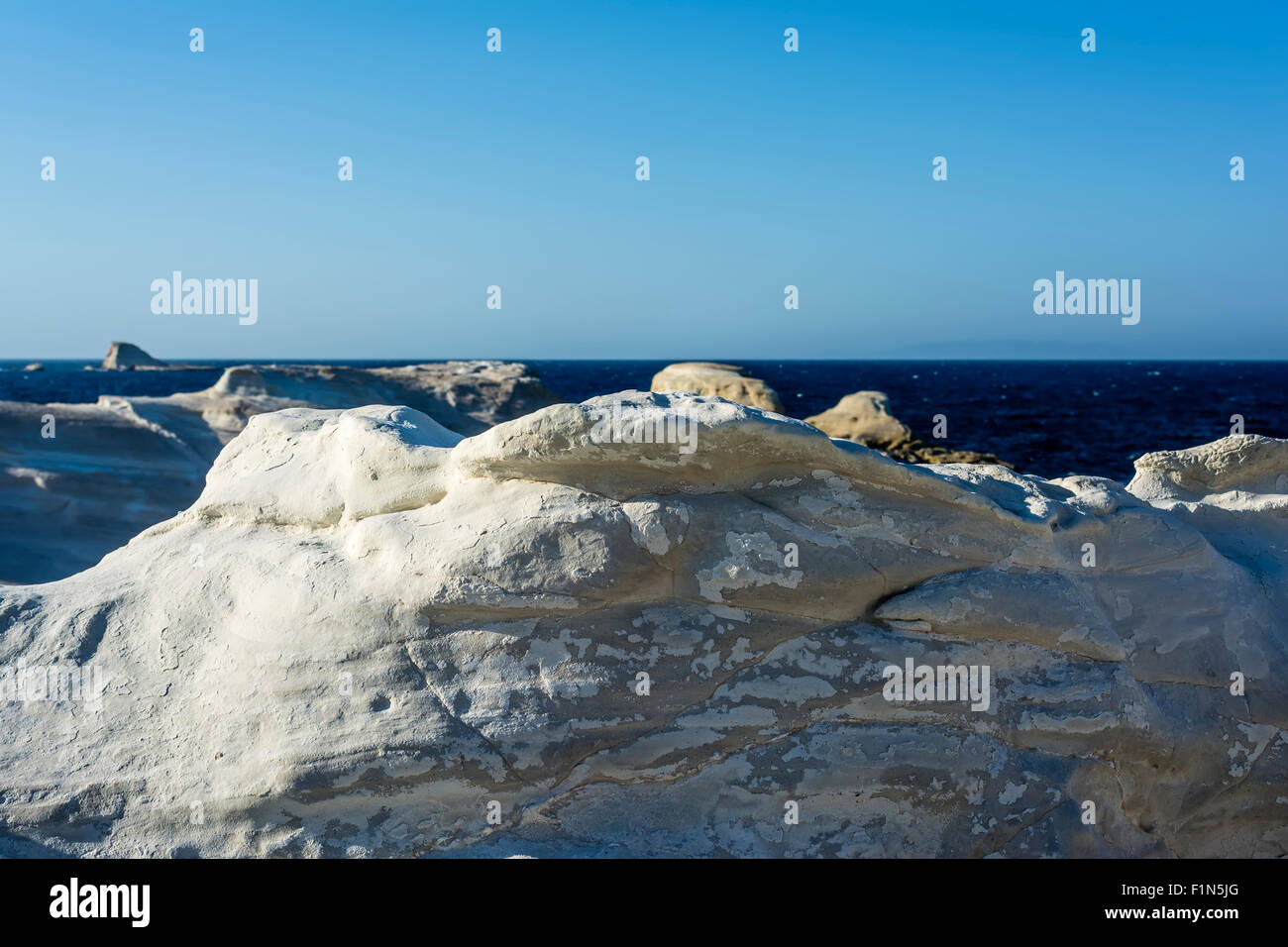 White Rock formation near the sea of Sarakiniko area at Milos island ...