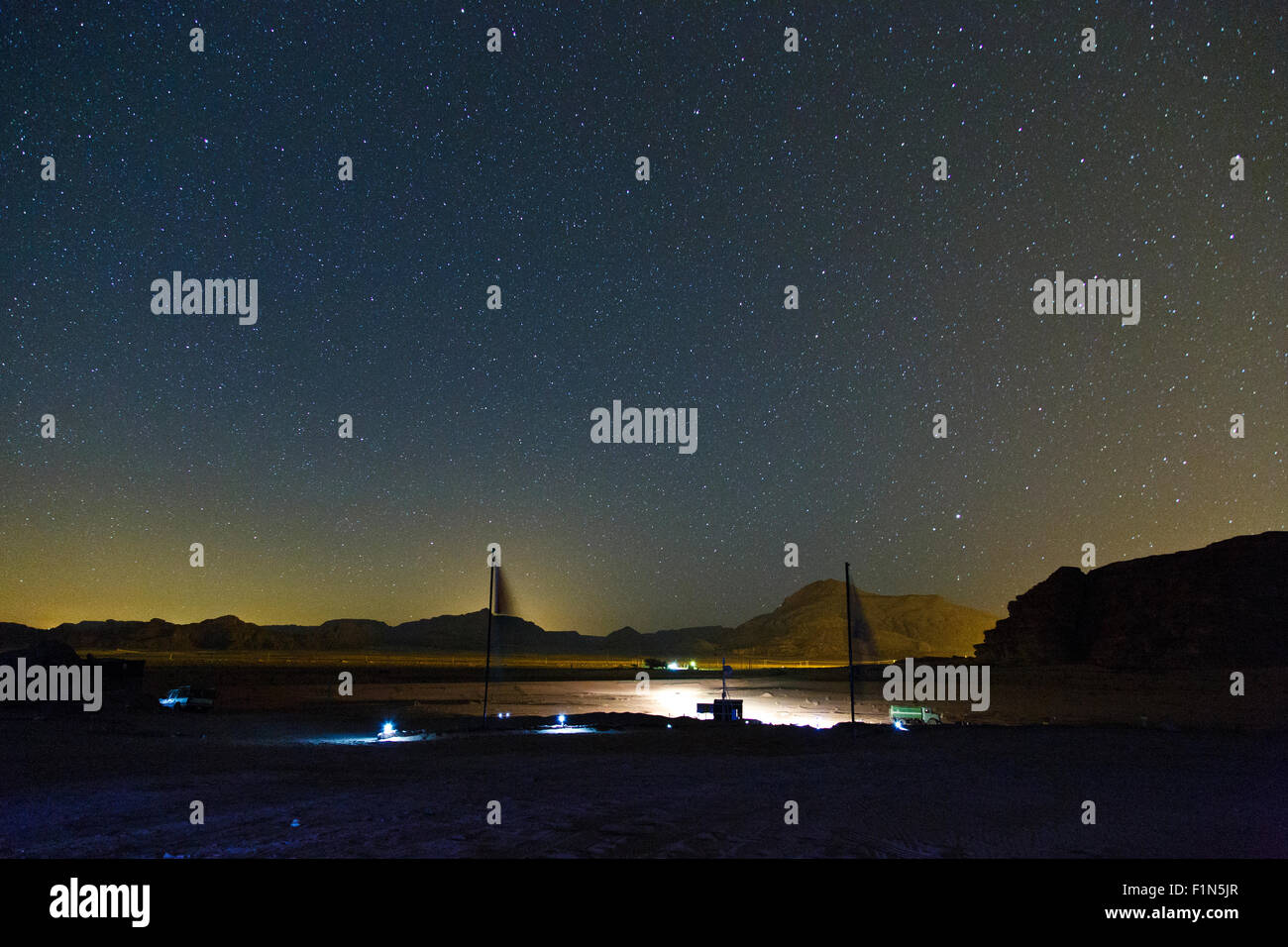 Stars at night in Wadi Rum desert, Jordan Stock Photo - Alamy