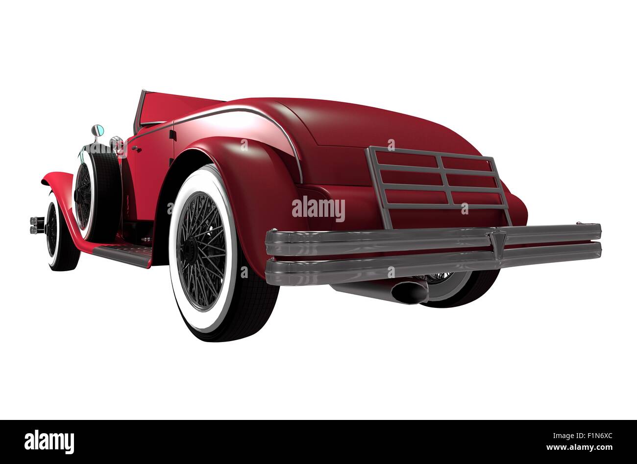 Red Sporty Classic Car Rear View. Classic Car Isolated Stock Photo - Alamy