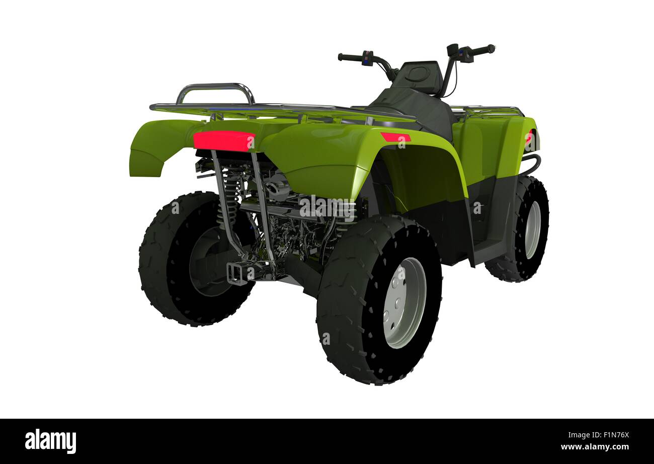 Quad Bike ATV Rear View Illustration Isolated on White. 3D Render ATV ...