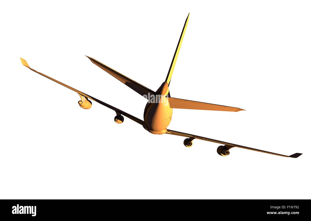 Four Engine Jet Airplane Rear View. Airplane Illustration Isolated on ...