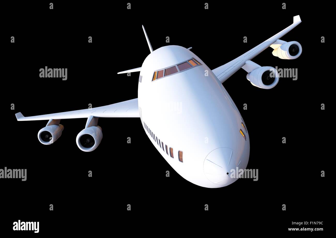 Jet Plane Illustration Isolated on Black Background. Commercial ...