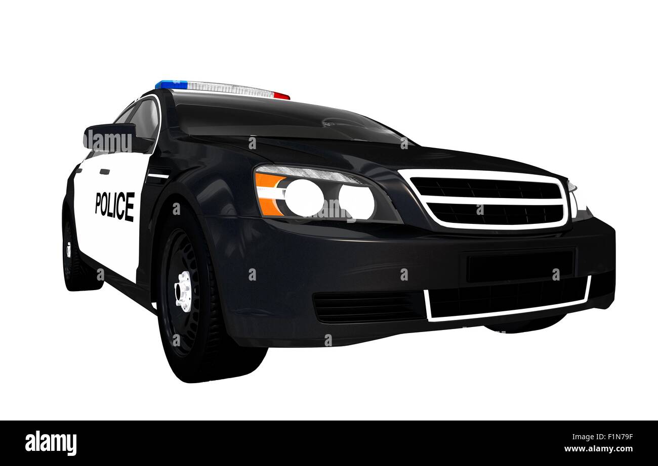 Front View Police Car. Black and White Body Modern Police Cruiser ...