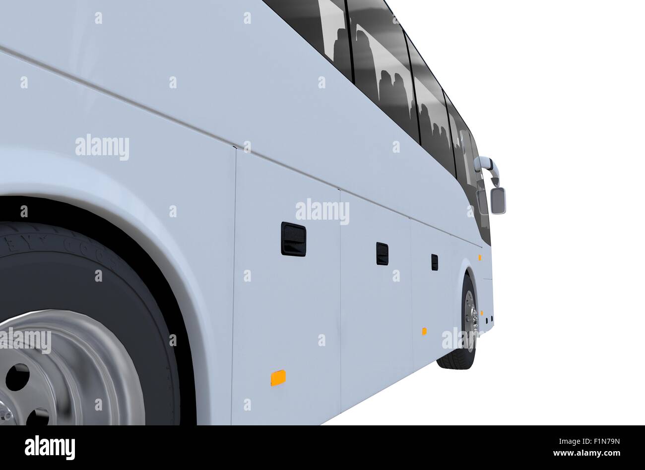 Bus Closeup Side View. White Coach Bus Illustration Isolated on White ...