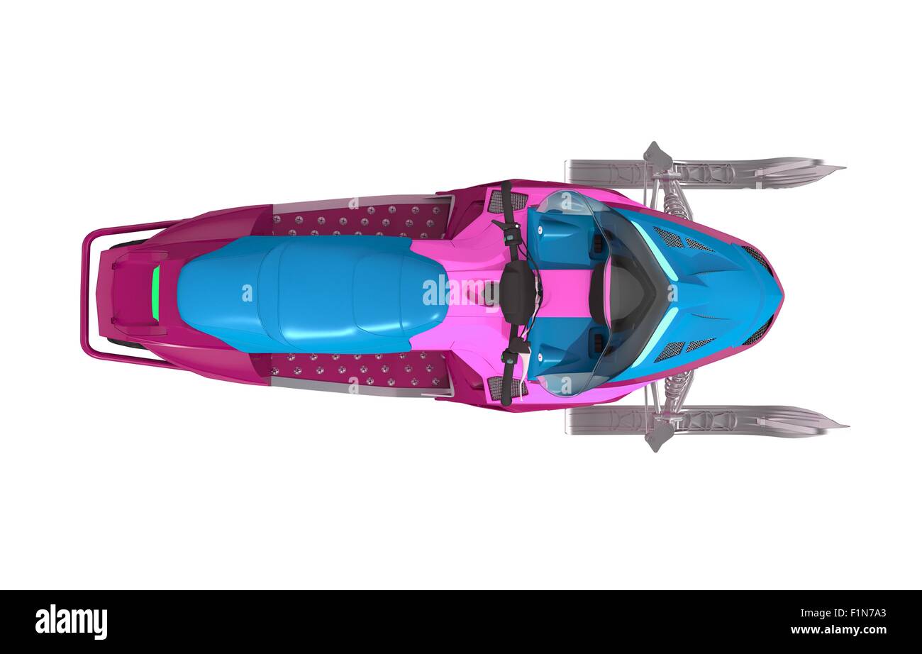 Colorful Snowmobile Top View Illustration. Snowmobile Isolated on White ...