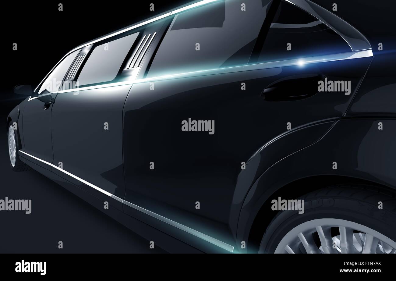 Black Shiny Limousine Illustration. Limo Side View Closeup Stock Photo ...