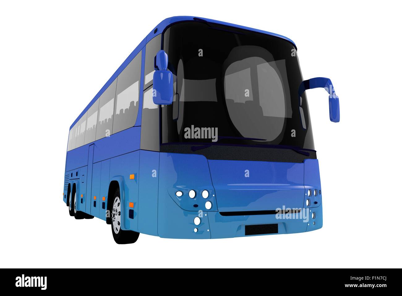 Modern Blue Tour Bus Illustration Isolated on Solid White Background ...