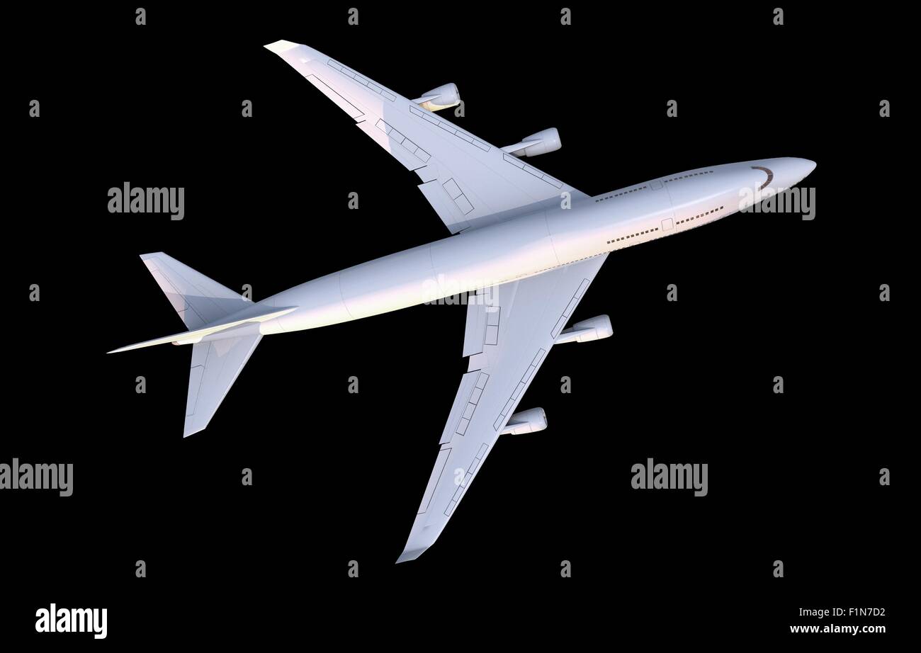 Commercial Airplane Top View Illustration Isolated on Black Stock Photo ...