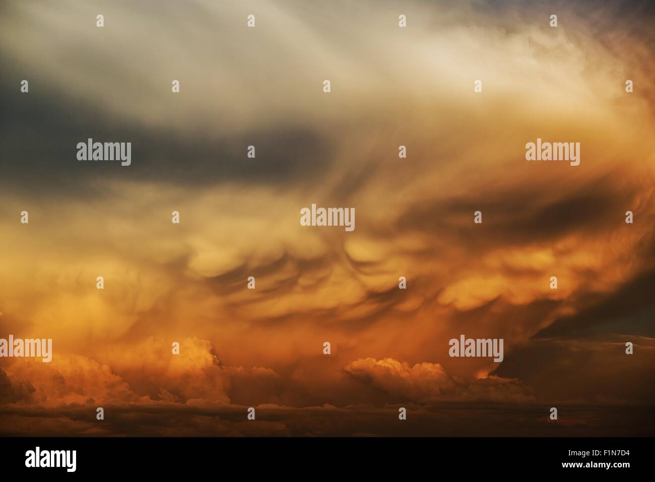 Strange Storm Cell Clouds at Sunset. Cloudscape Photo Background Stock ...