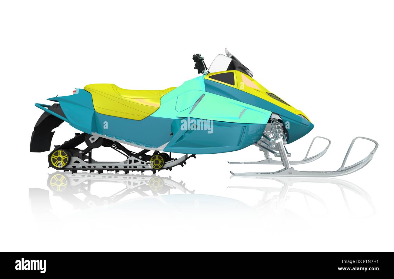 Snowmobile Machine Isolated on White. Snowmobile Side View Illustration ...