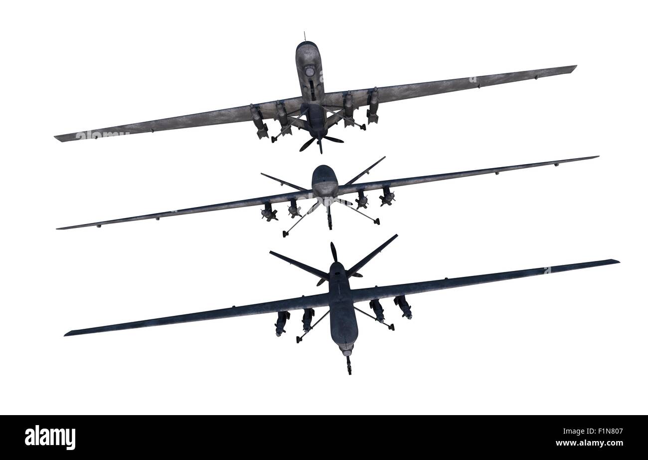 Drones Illustration. Military Drones Isolated on White. Three to Choose ...