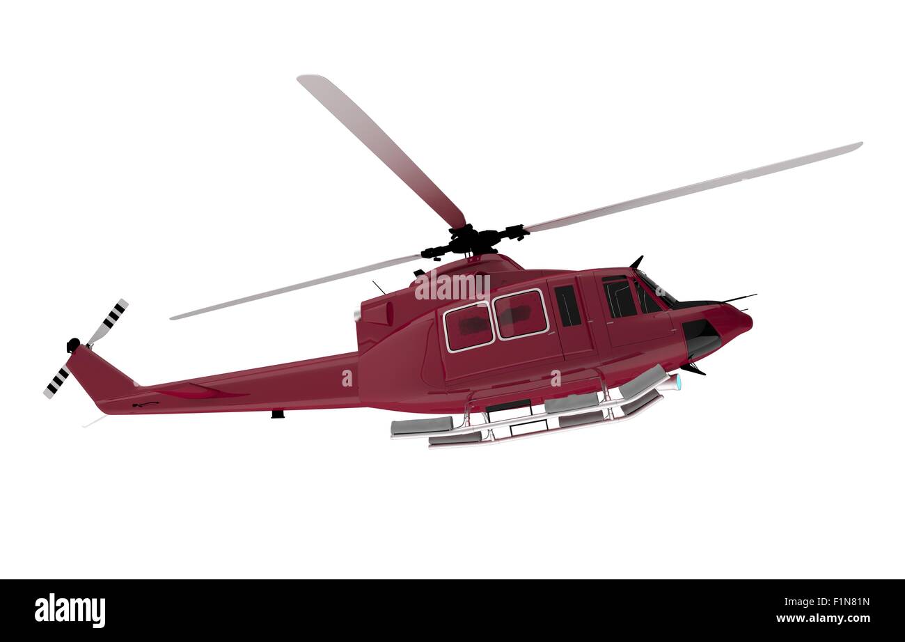 Red Rescue Chopper Isolated on White. Rescue Helicopter 3D Render ...