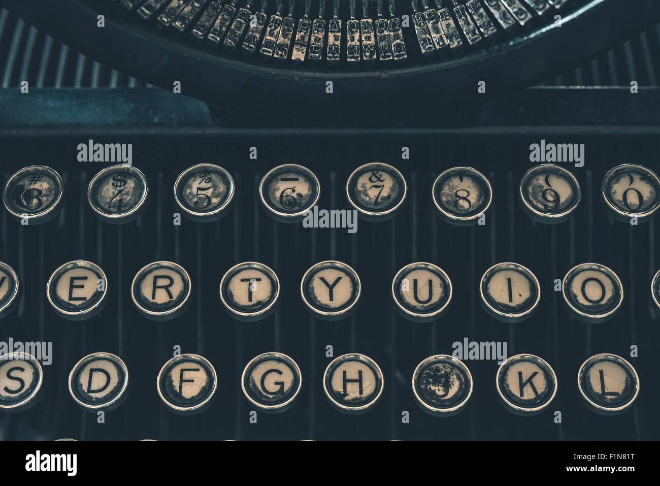 Retro Typewriter Closeup Photo. Vintage Damaged Typewriter Stock Photo ...