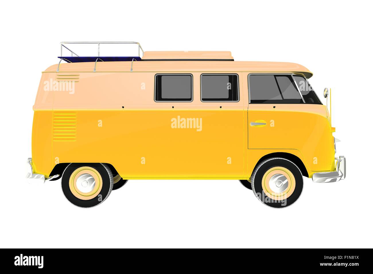 Yellow Camper Van Vintage Style Isolated on White Background. Camper ...