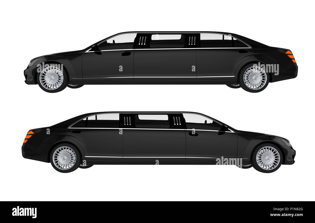 Two Side View Limos. Black Limousines Illustration Stock Photo - Alamy
