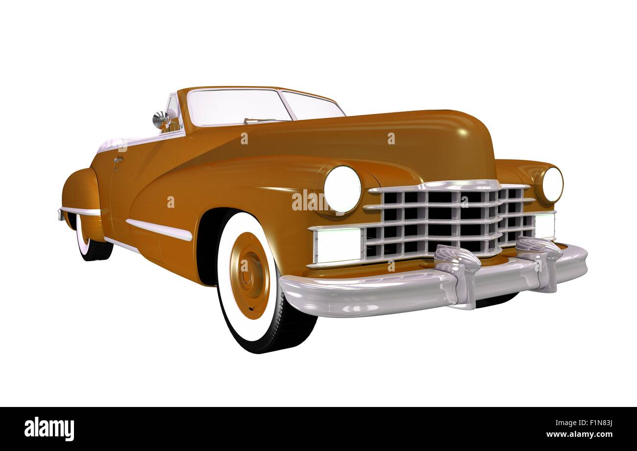 Vintage Convertible Classic Car. Brown Classic Isolated on White Stock ...