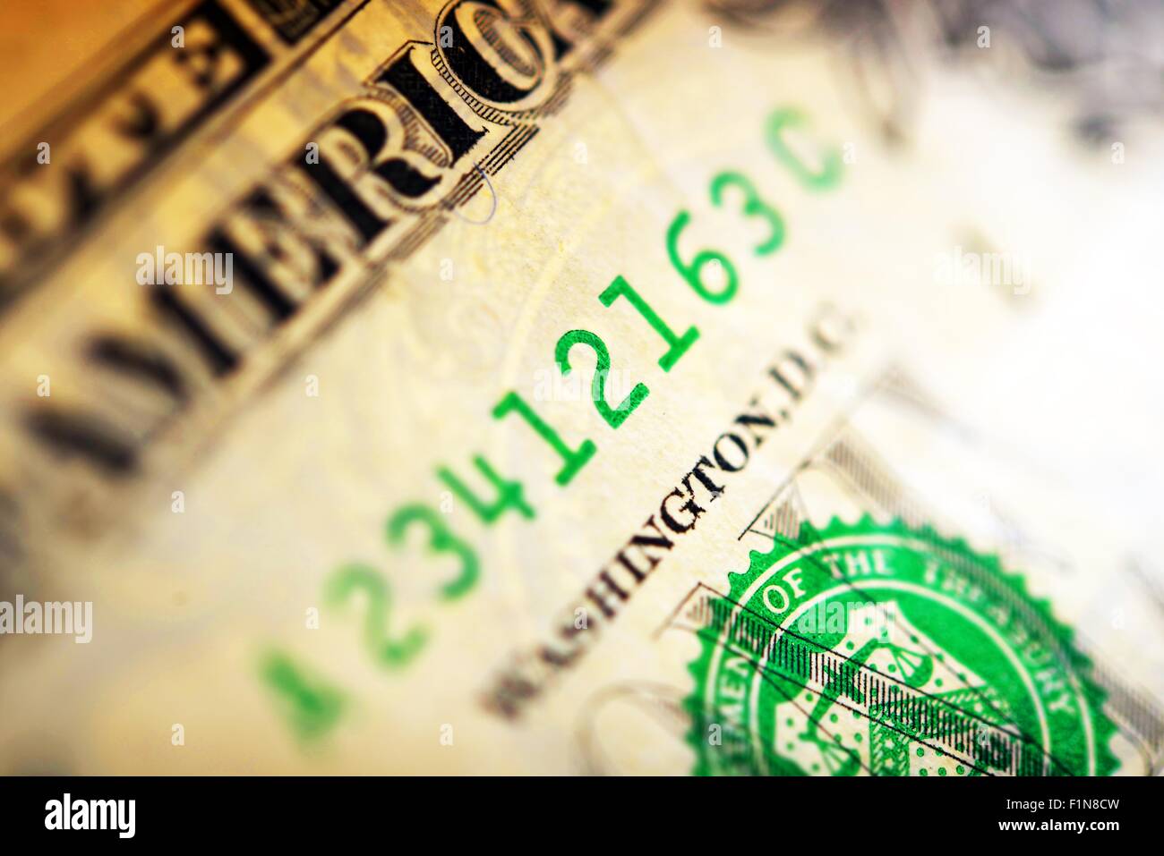 American Dollar Serial Number Macro Photography. Currency Protection ...