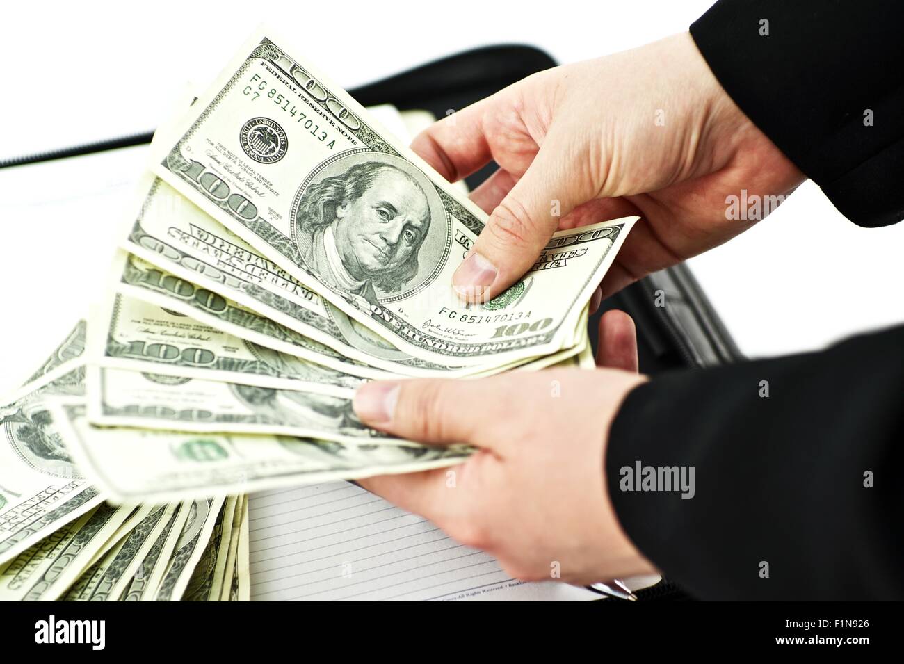 Money Counting. American Dollars Counting Closeup Stock Photo - Alamy