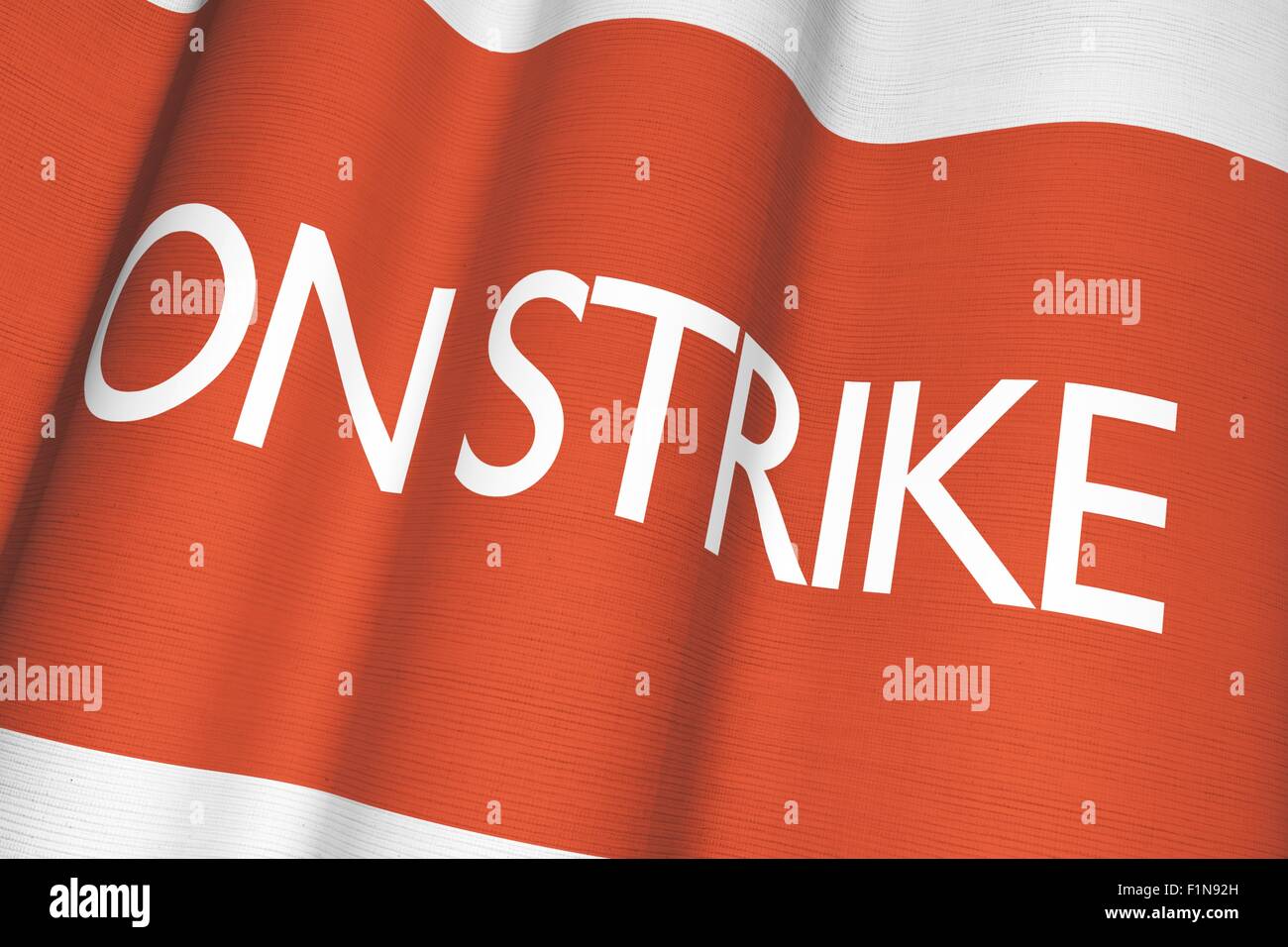 On Strike Flag Concept. On Strike Linen Waving Flag Closeup. 3D ...