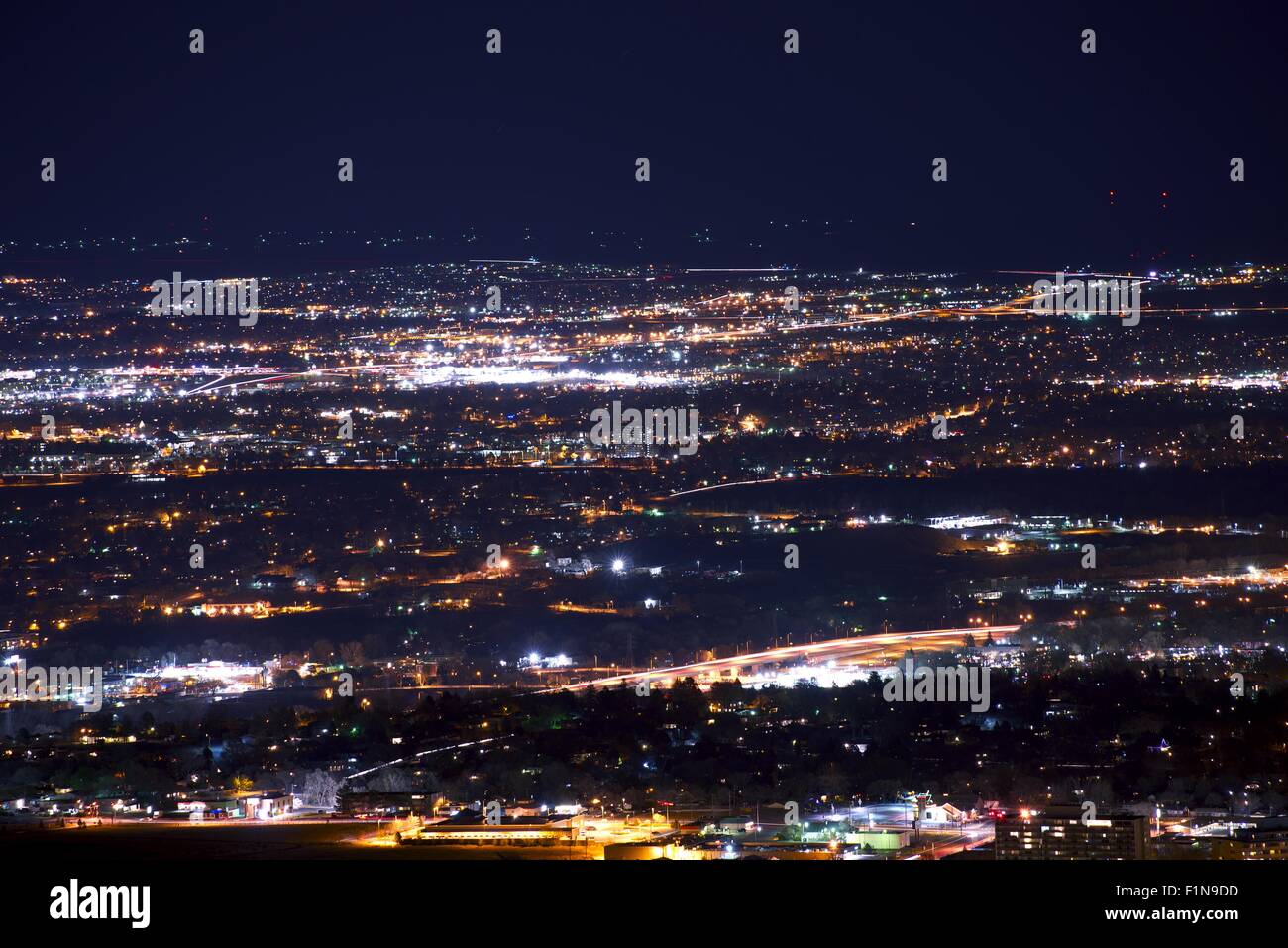 Denver Metro Long Exposure Night Panorama. Colorado, United States ...