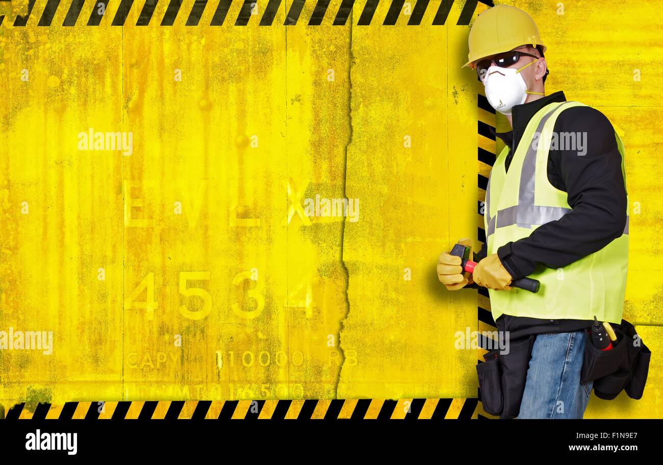 Construction Background with Contractor on Right Side. Large Left Side ...