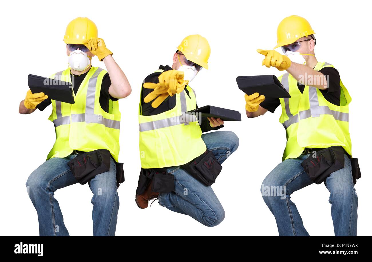 Seating Contractors Isolated on White Background. Construction Site ...