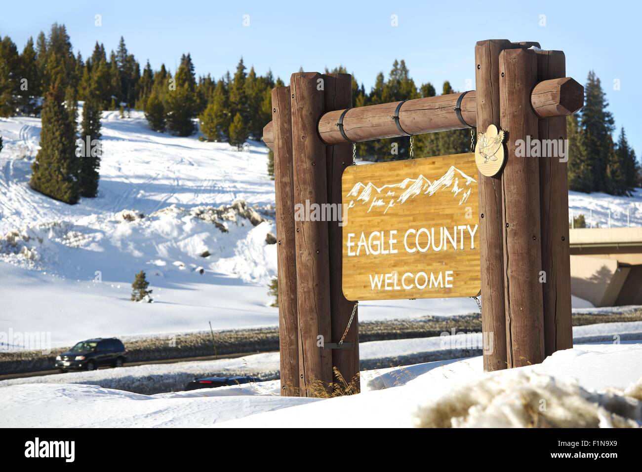 Eagle County Welcome Wooden Sign Located on Vail Pass Summit in ...