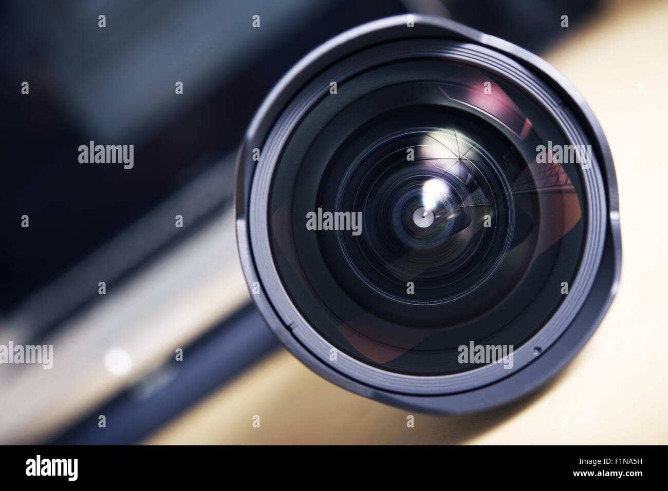 Wide Angle Pro Photography Lens Closeup. Front Glass Stock Photo - Alamy