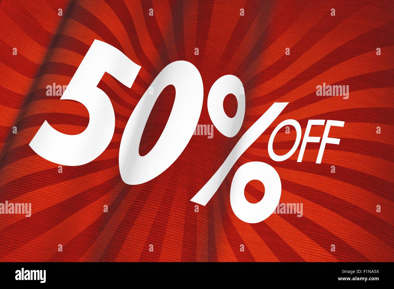 50% Off Red Linen Flag Illustration. Marketing Background Stock Photo ...
