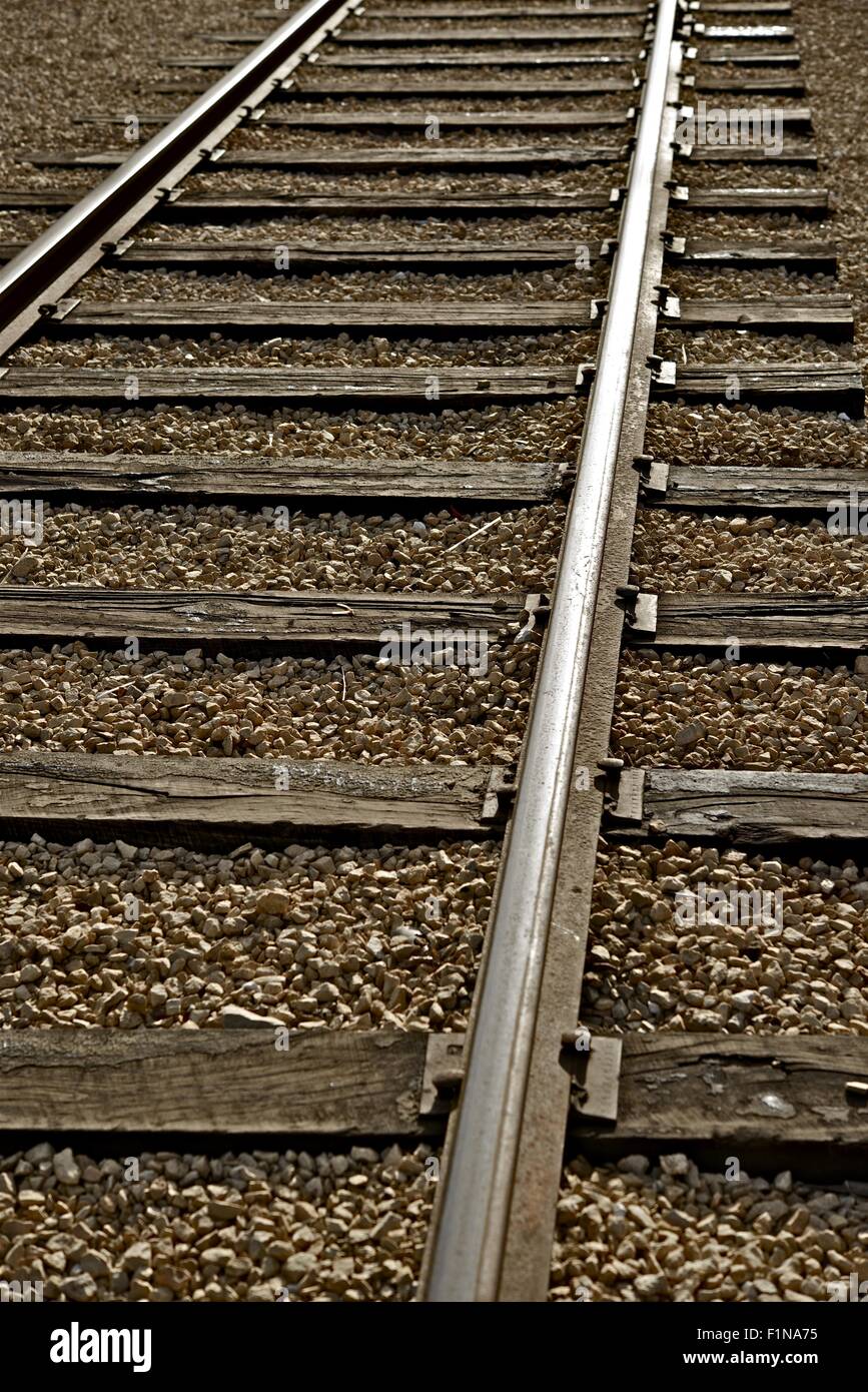 Railroad Journey. Railroad Tracks Closeup Vertical Photography Stock ...