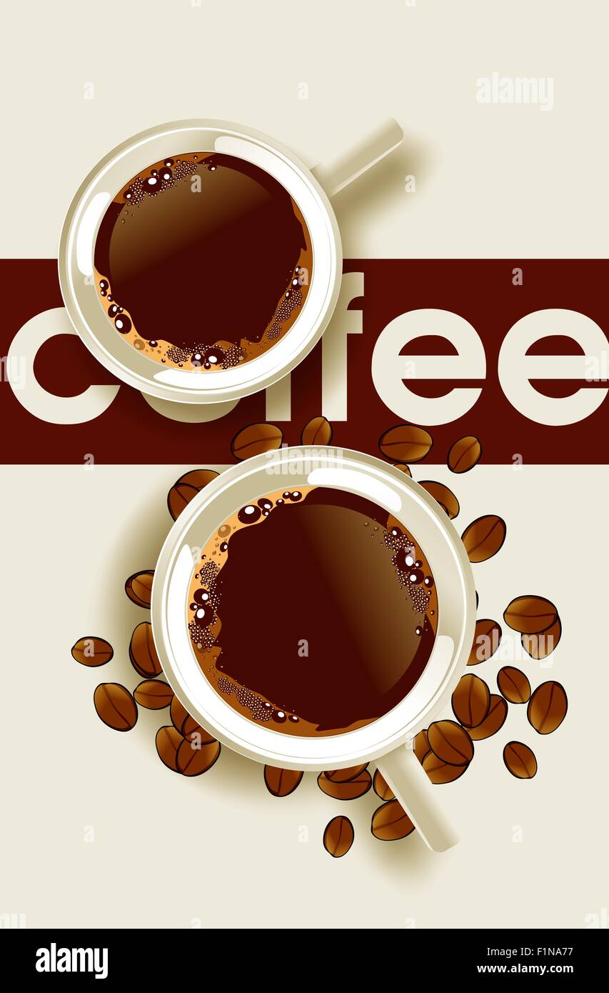 Coffee Cups Design. Cool Coffee Theme Illustration with Two Cups and ...
