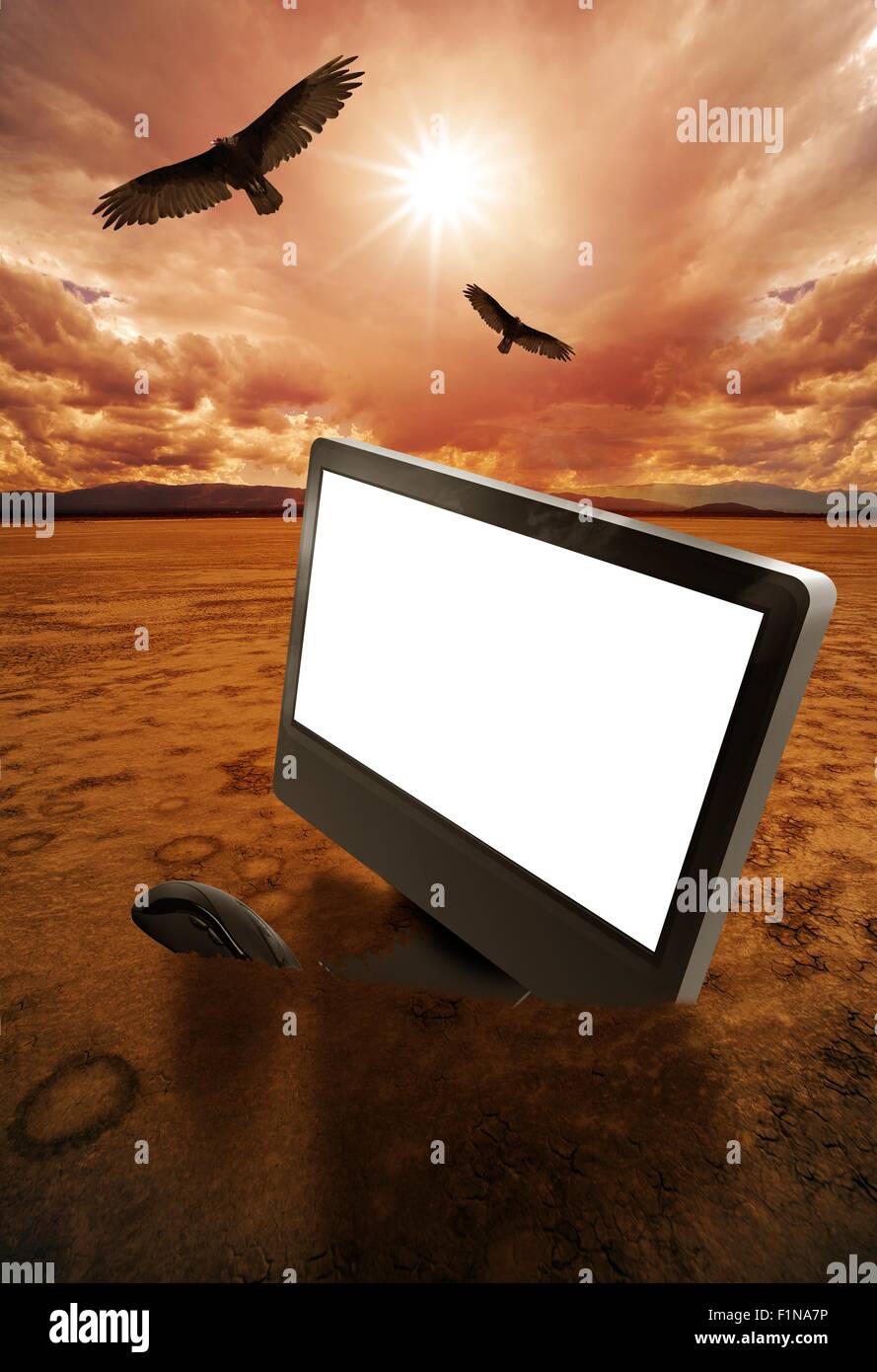 End of Era Technology and Computers Concept Abstract Illustration. Put ...