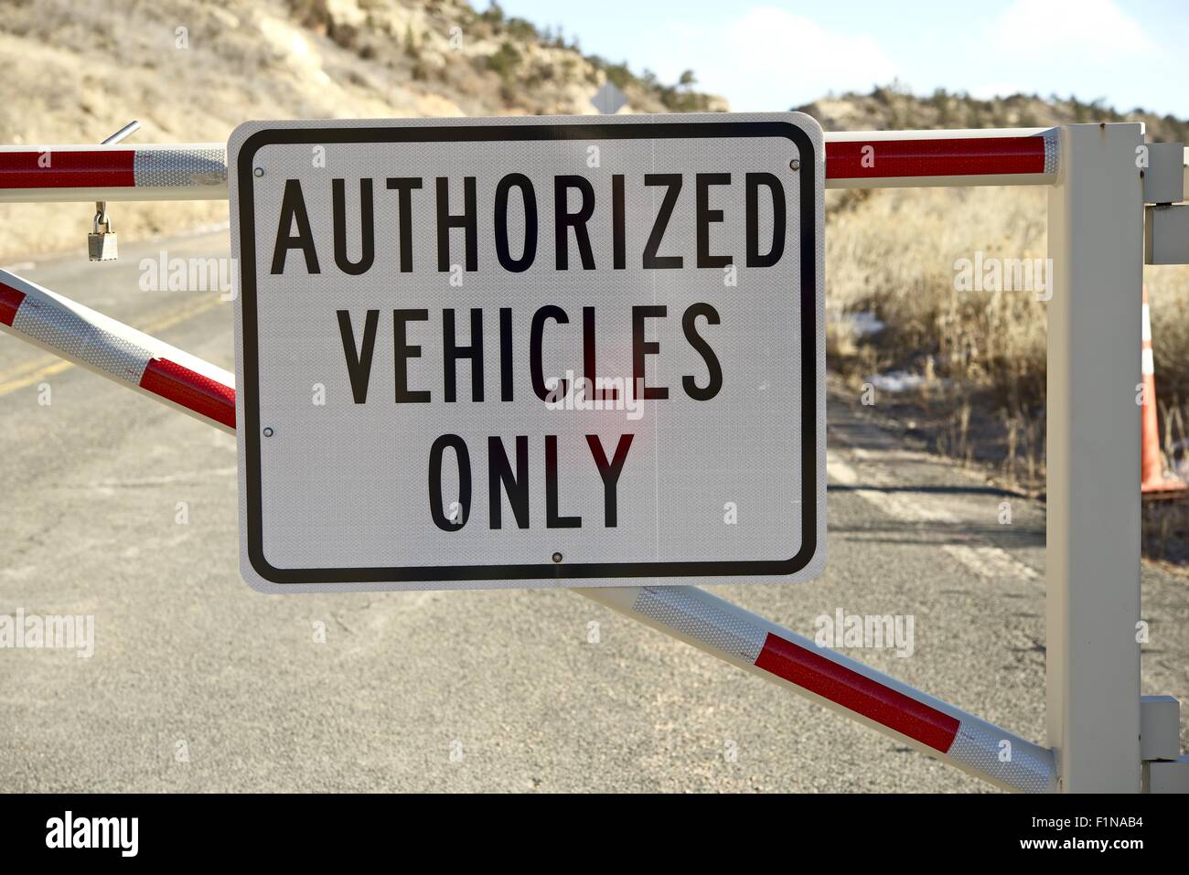 Authorized Vehicles Only Sign on Gate. Transportation Signs Stock Photo ...