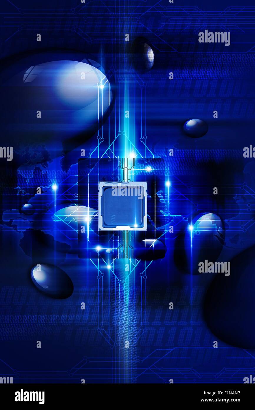 Digital Blue Background with Nano Processor, Circuit Board and Some ...