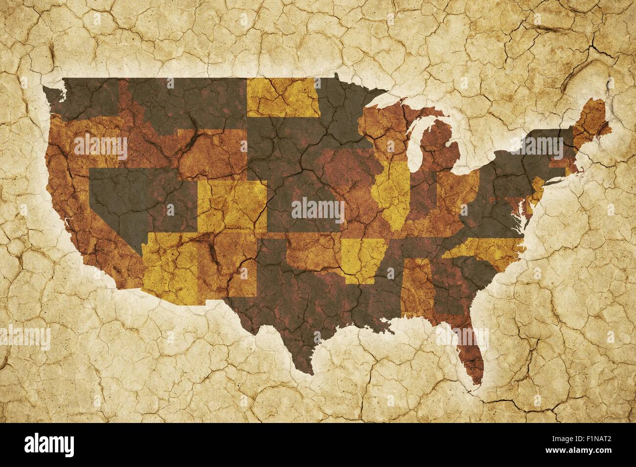 USA Drought Background. Extreme Drought Theme with U.S.A. Map and ...