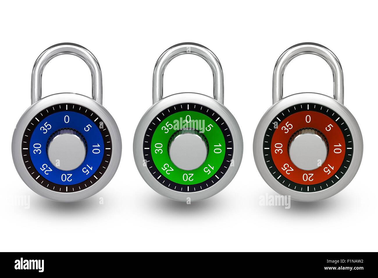 Metal Locks 3D Isolated on White - Small Metal Locks in Three Different ...