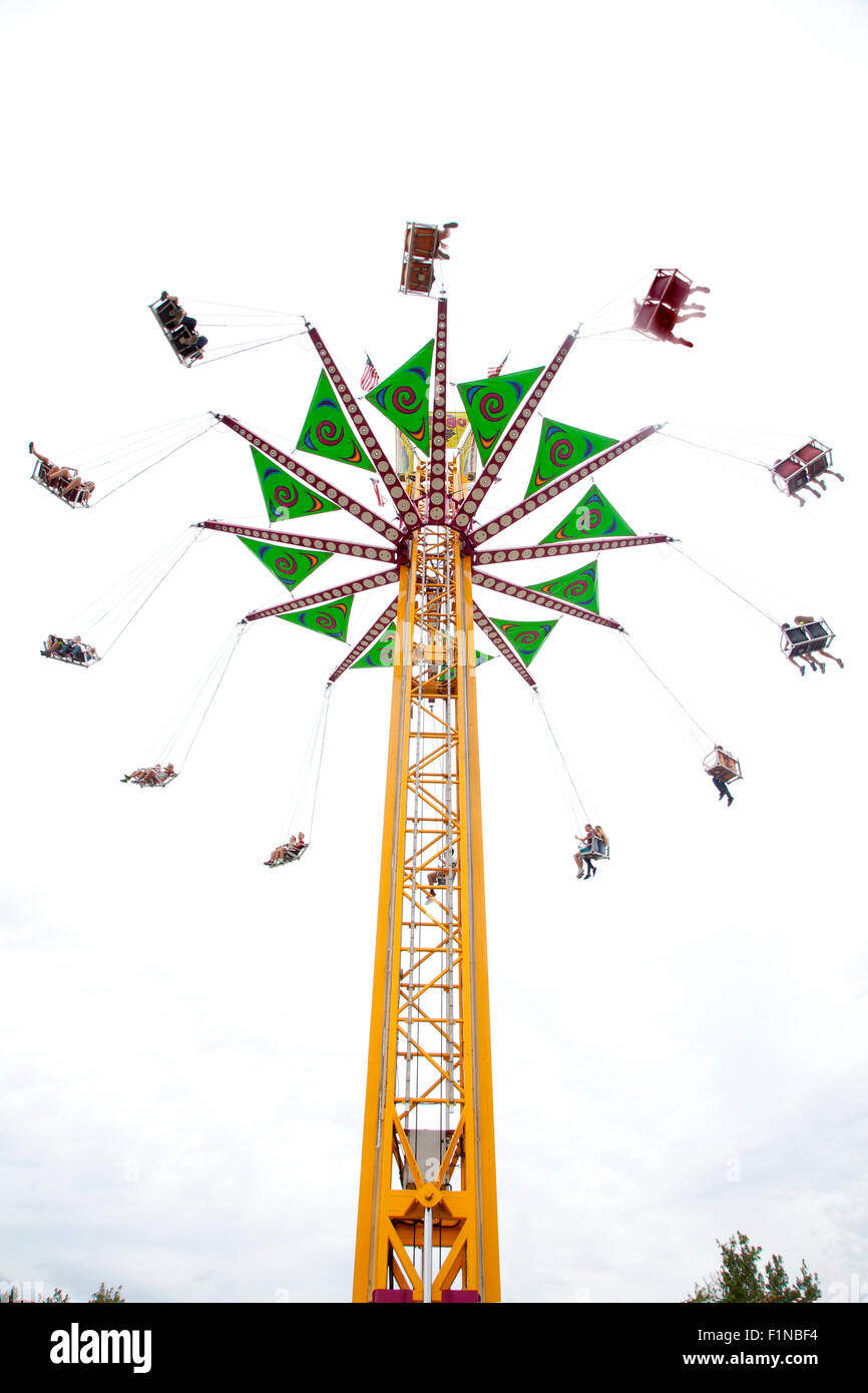 Aerial spinning, twirling ride at the Fair, US, 2015 Stock Photo - Alamy