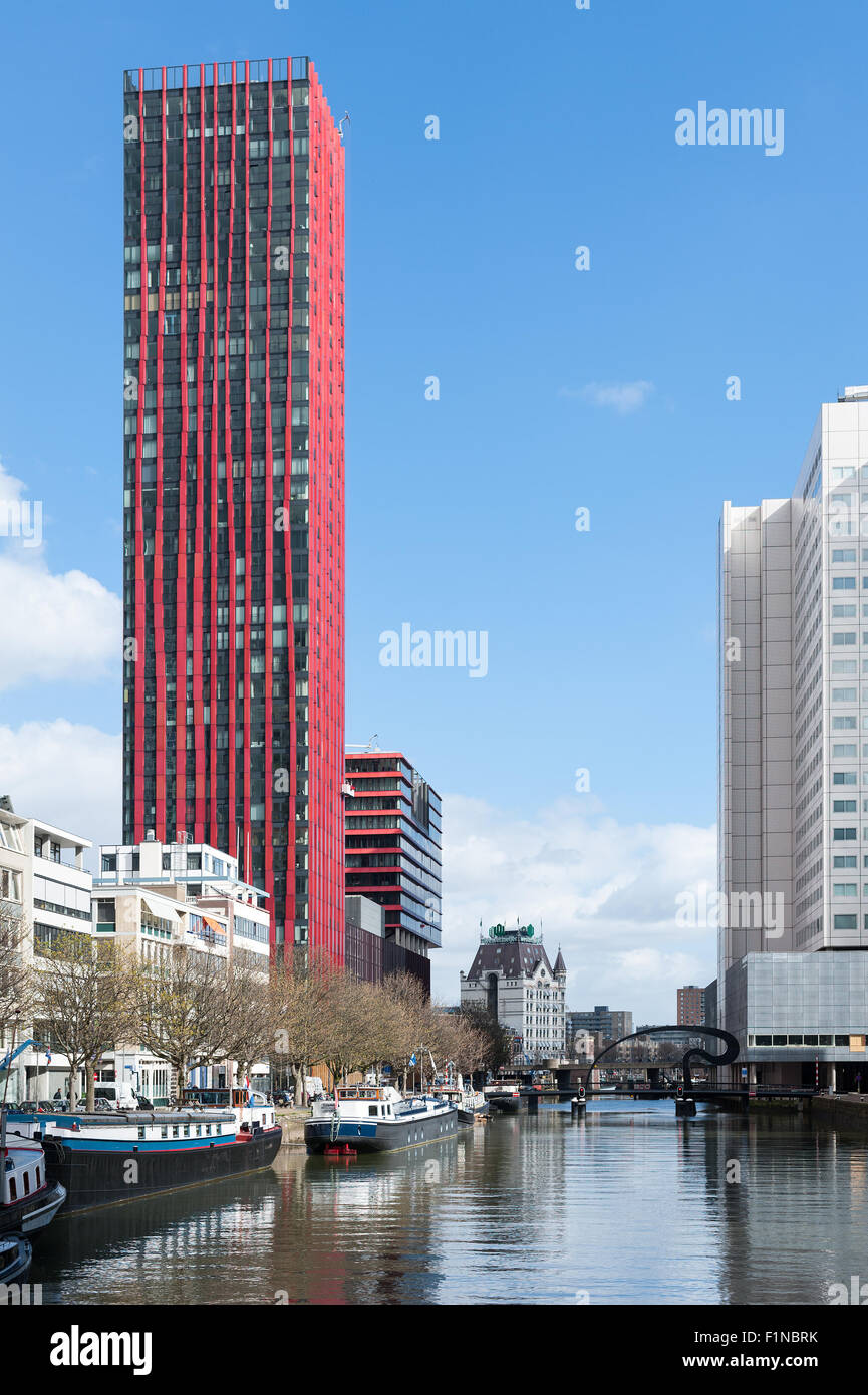 Rotterdam, Netherlands - March 24, 2014: Red Apple building by the ...