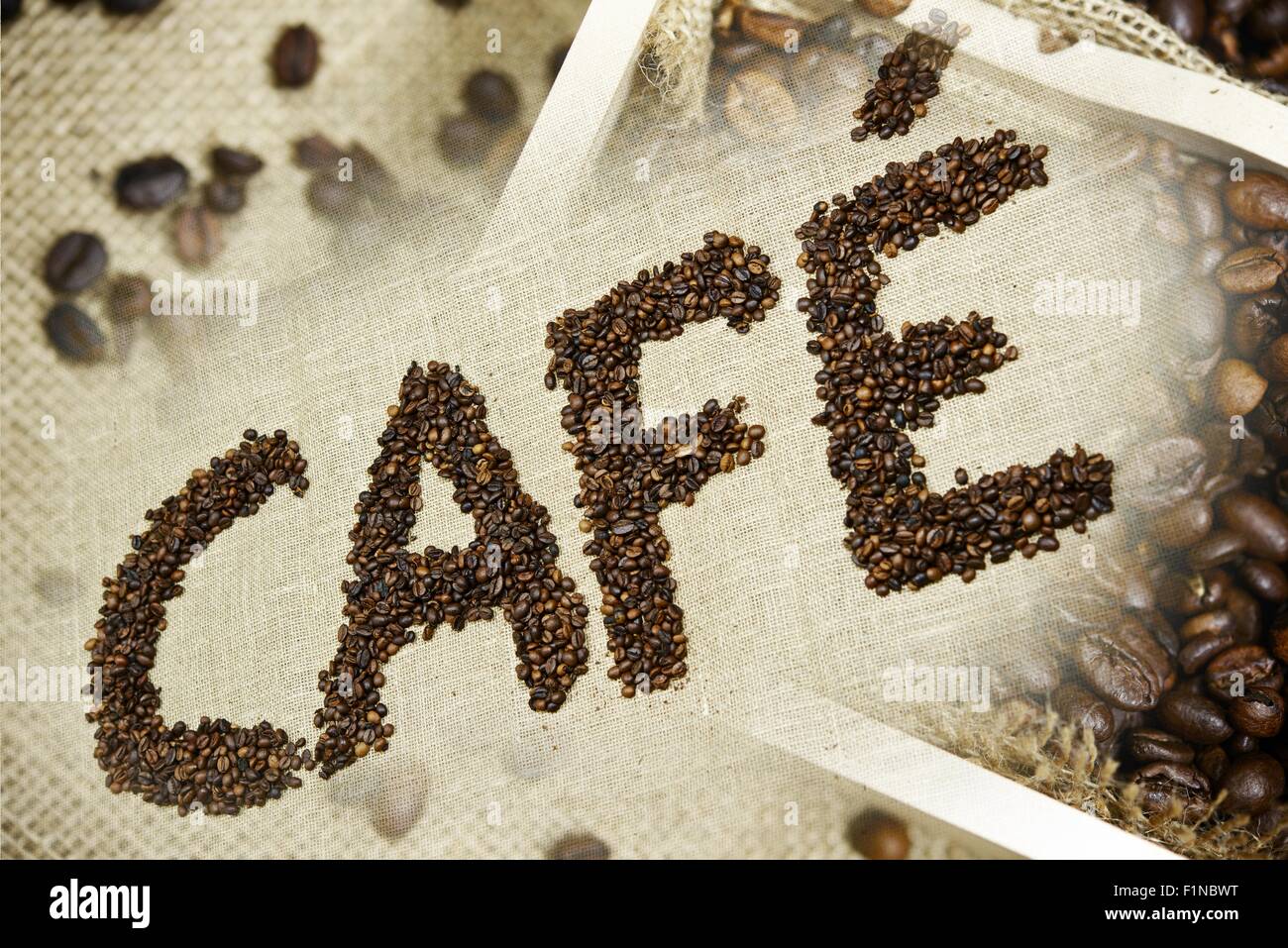 Cafe Coffee Design on Canvas. Cafe Written by Coffee Beans. Wood Coffee ...