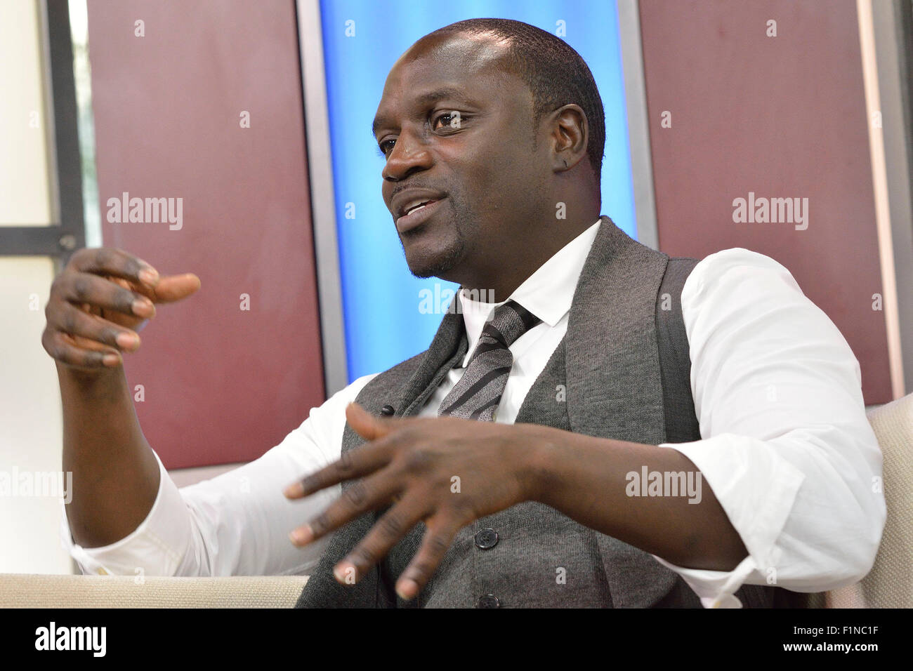 Toronto, Canada. 4th September 2015. Musician Akon appears on Global TV ...