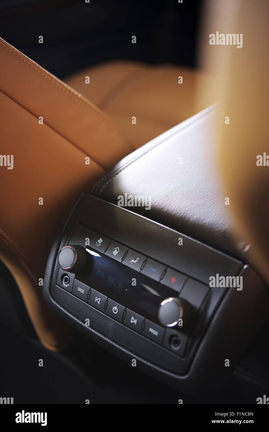 Rear Car Audio System. FM Radio on Display. Modern SUV Audio System for ...