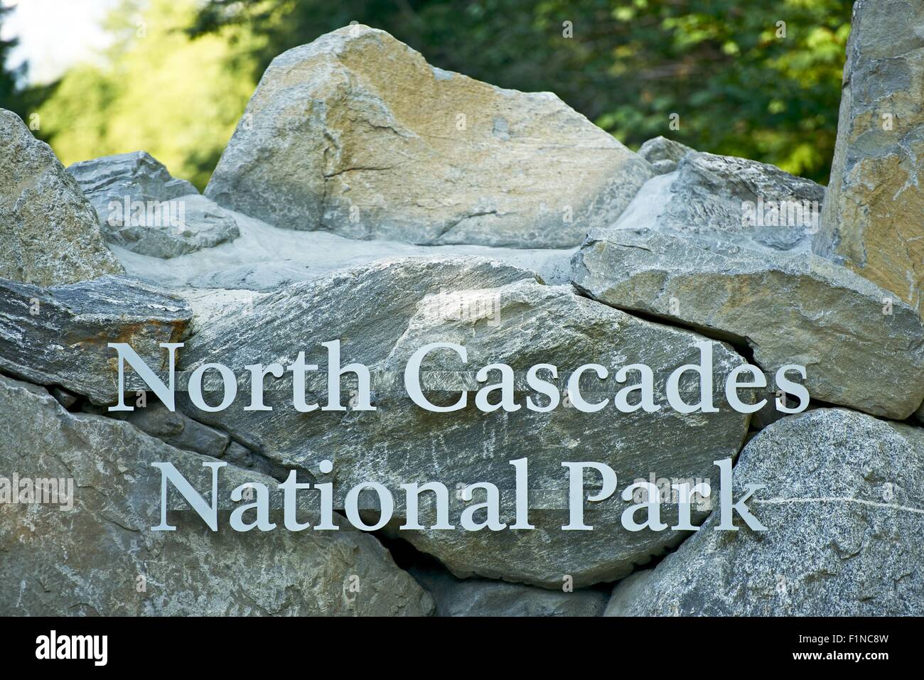 North Cascades National Park Entrance Rock Sign. United States National ...