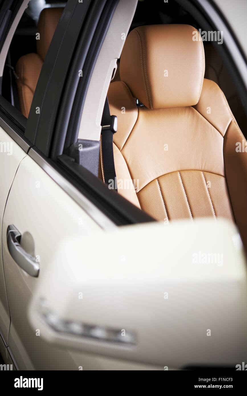 Car Seat and Interior. Modern Vehicle Leather Interior. Vertical Studio ...