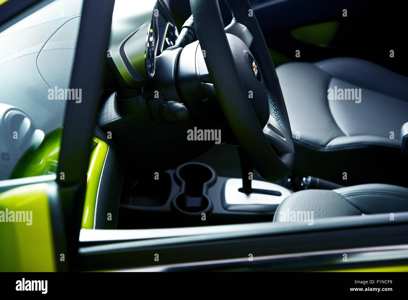 Small City Car Interior. Modern Vehicle Design. Driver Seat Through the ...