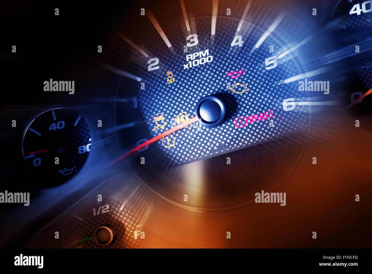 Sport Car Dash Dials. RPM, Oil Meter, Speedometer and Gasoline Level ...