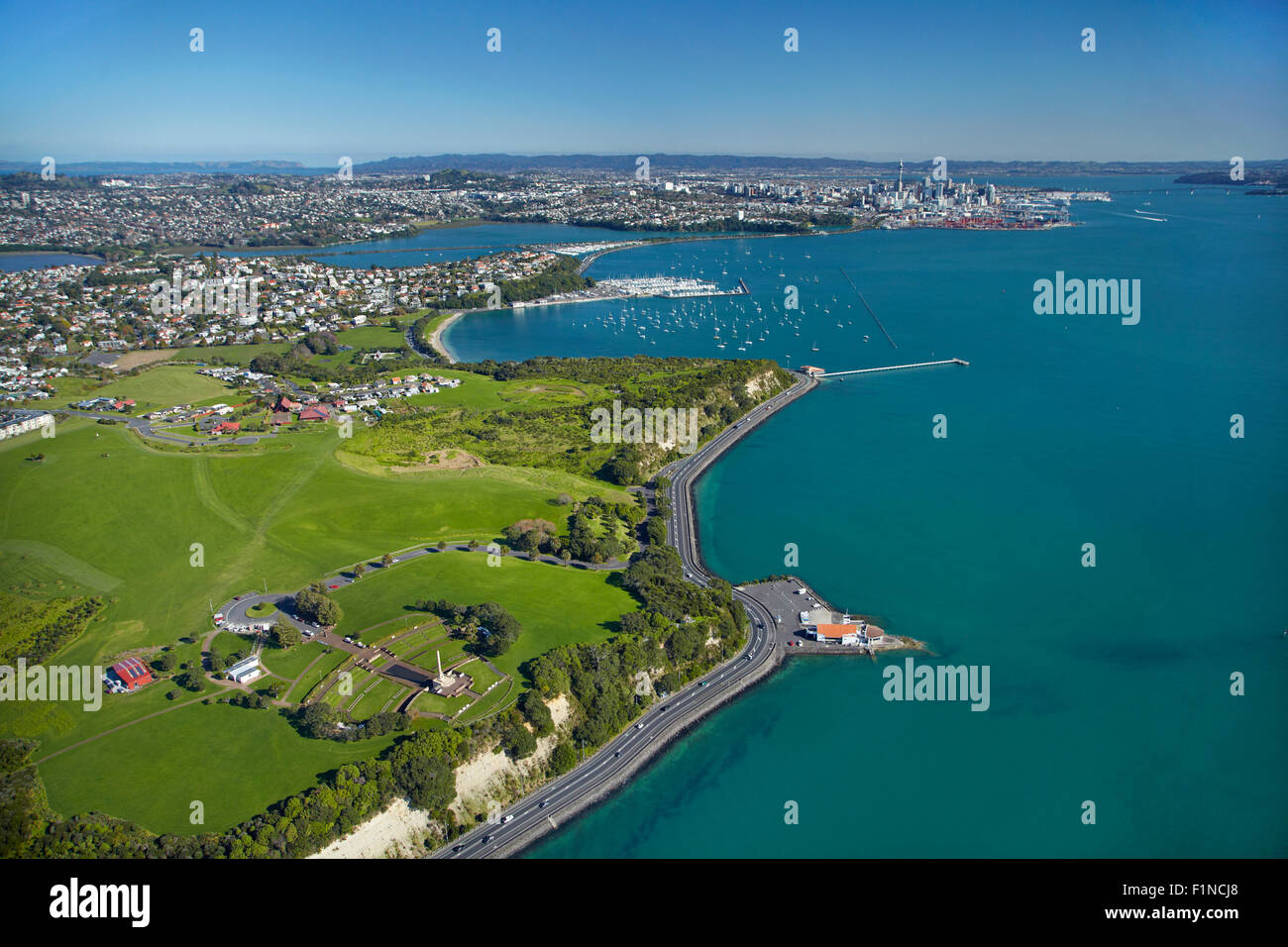 Bastion Point, Auckland, North Island, New Zealand - aerial Stock Photo ...