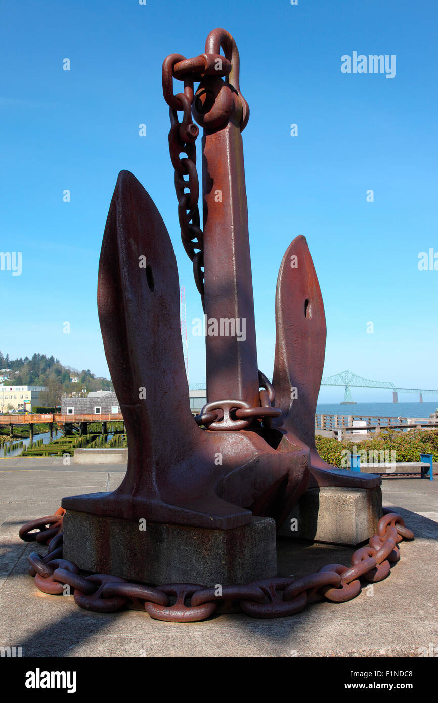 An old large anchor monument in front the maritime museum in Astoria ...
