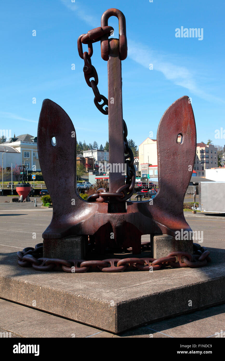An old large anchor monument in front the maritime museum in Astoria ...