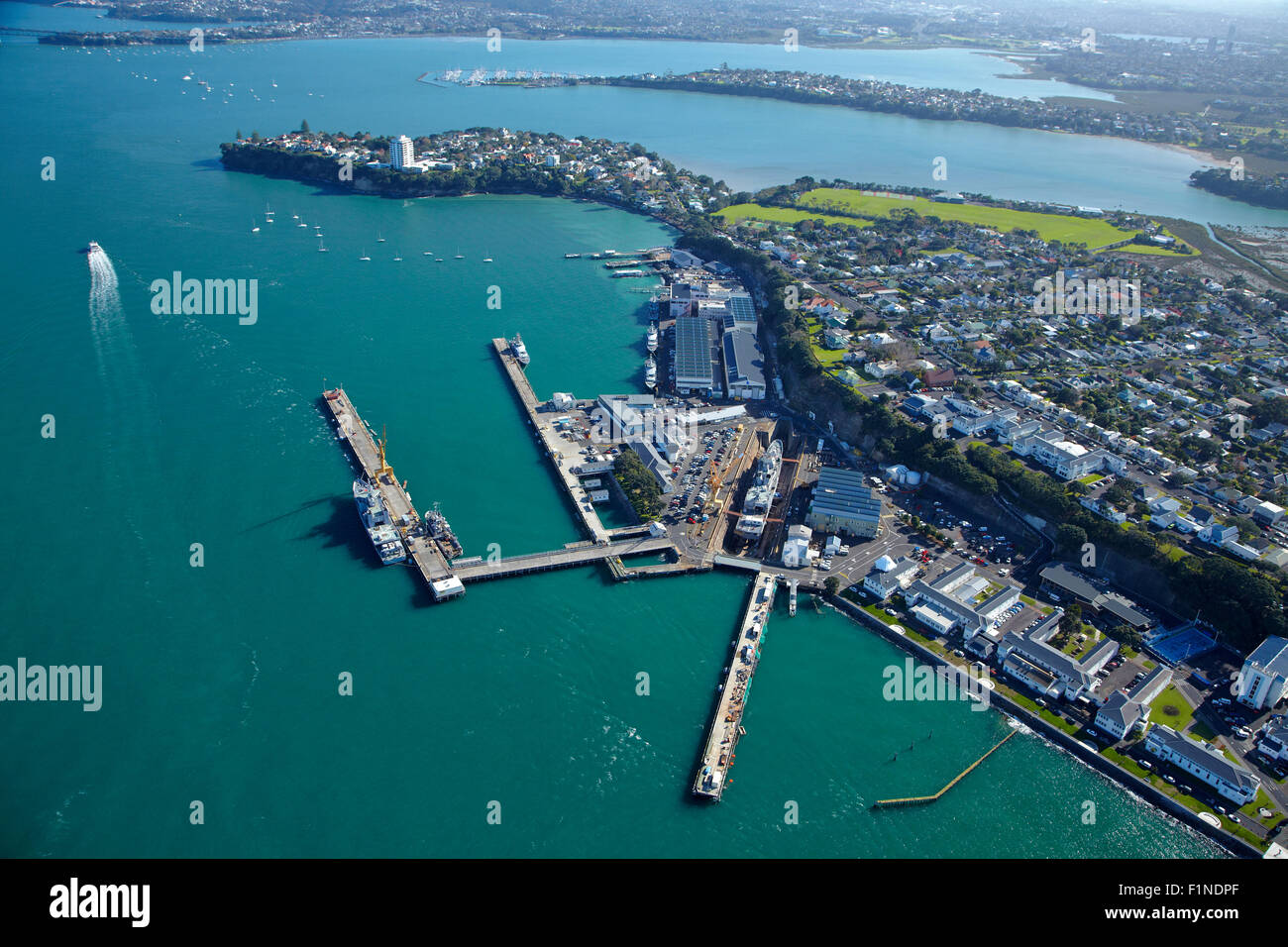 Devonport Naval Base, Auckland, North Island, New Zealand - aerial ...
